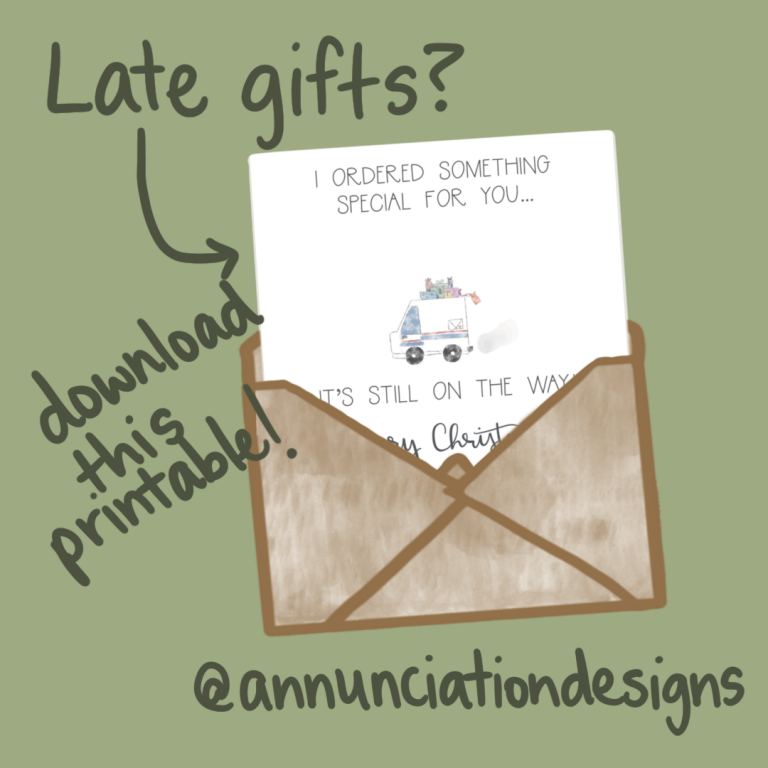 Printable 'Your gift is on its way' note! - Annunciation Designs